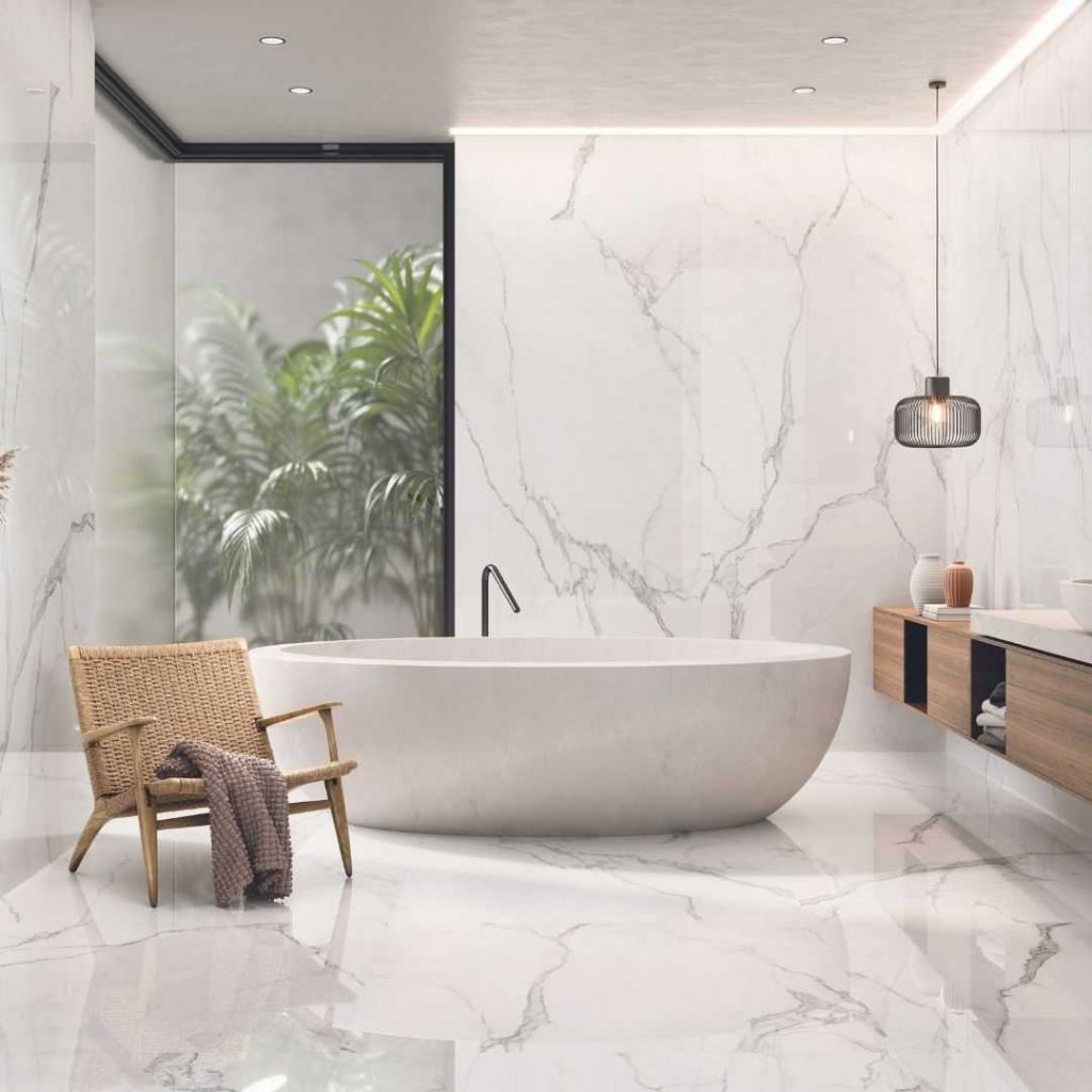 Regal White Marble Porcelain Tile – High Tiles